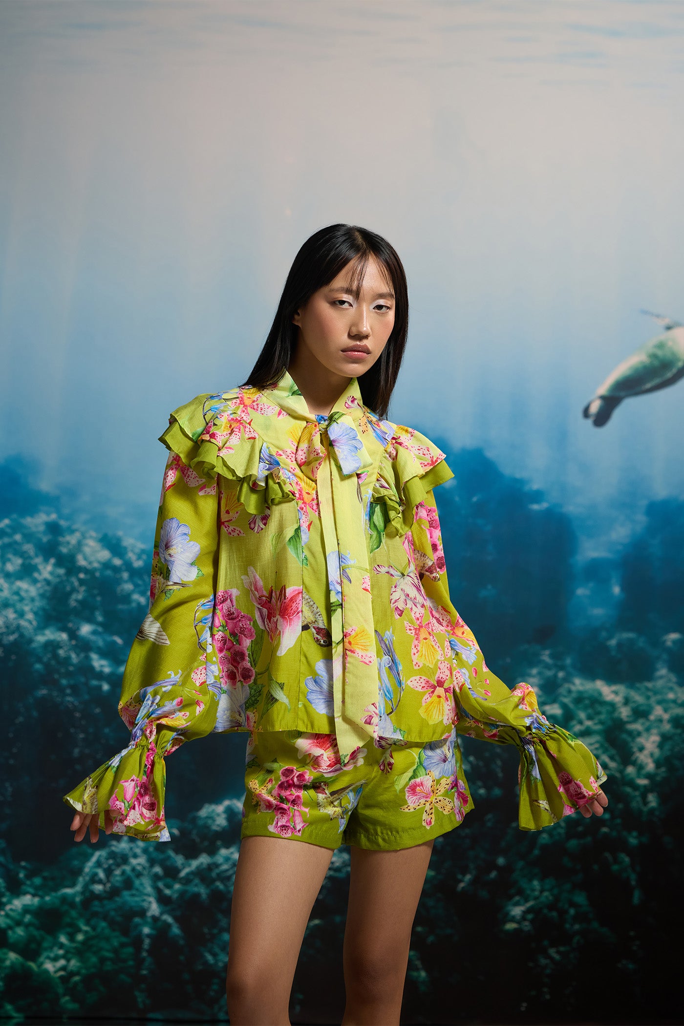 BOTANICAL RUFFLE BLOUSE